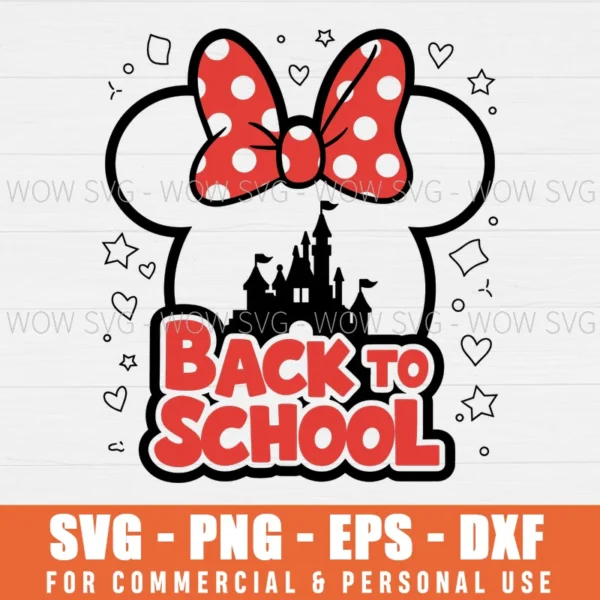Back To School Minnie Mouse Head Svg